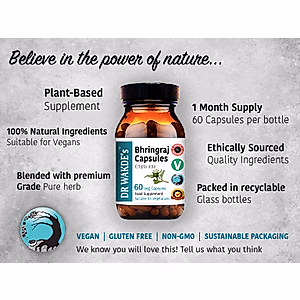DR WAKDE'S Bhringraj Capsules (False Daisy, Eclipta alba, 60 Veg Caps, Plant-Based Supplement, Ayurvedic Herb, All Natural, Vegan)