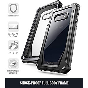 Poetic Galaxy S10e Rugged Clear Case, Full-Body Hybrid Bumper Cover, Support Wireless Charging, Includes Built-in-Screen Protector, Guardian Series, Case for Samsung Galaxy S10e 2019, Black