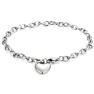 Jstyle Jewelry Women's Heart Charm Bracelets Stainless Steel Link Bracelet Birthday Gifts for Women Jewelry