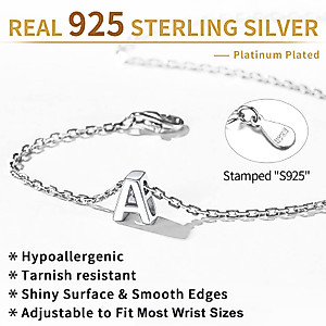 ChicSilver Initial Bracelets for Women Dainty Charm Bracelet Silver Womens Bracelet for Mom Bracelets for Women
