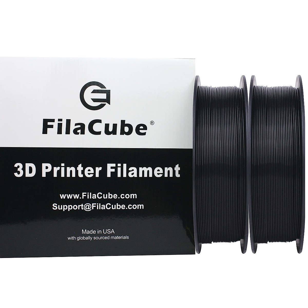 2 Rolls of Black PLA 1.75 Filament - FilaCube PLA 2 1.75mm 3D Printer Filament Plastic Supply Compatible with FDM Printing Ender monoprice prusa cr 10 10s anet creality anycubic anet makerbot