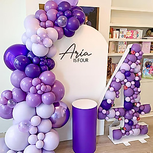 DUILE 60Pcs Metallic Purple and White Latex Lavender Lilac Balloons 12inch Purple Confetti Balloons for Birthday Bridal Shower Wedding Party Decorations