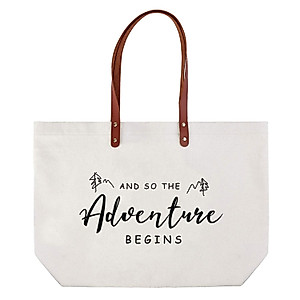 CARAKNOTS Bridal Shower Gifts for Bride Bag Bride Gifts And so the Adventure Begins Wedding Bachelorette Engagement Graduation Gifts Wedding Gifts for Bride Tote with Zipper Pocket Canvas