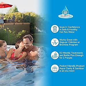 Aqua Clarity Hot Tub Cleaner Concentrate, Most Effective Premium Water Care Healthy Hot Tub Maintenance for 1 Year, Works with All Sanitizers and Enzymes, Say No to Harsh Hot Tub Spa Chemicals 6 oz