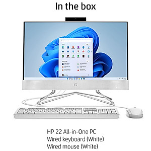 HP 22 AIO 21.5in FHD Business All-in-One Desktop Computer Intel Celeron J4025 Up to 2.9GHz 32GB DDR4 RAM 2TB PCIe SSD WiFi Bluetooth Keyboard and Mouse Windows 11Pro BROAG Extension Cable Snow white
