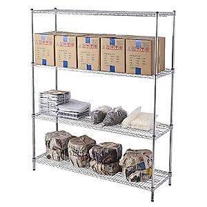 4-Tier Steel Wire Deck Industrial Storage Rack,Heavy Duty Adjustable Wire Shelving for Custom Workshop/Garage Storage Solutions, Total Capacity: 272kg