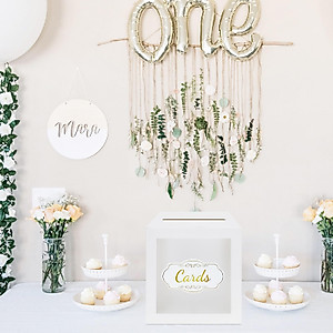 QIKSION Wedding Card Box for Reception, Frosted with White Border Gift Card Box for Wedding, Bridal & Baby Showers, Wishing Well Party, Birthdays, Retirements, Open Houses, Anniversaries