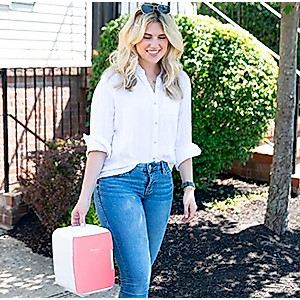 Cooluli Skincare Mini Fridge for Bedroom - Car, Office Desk & Dorm Room - Portable 4L/6 Can Electric Plug In Cooler & Warmer for Food, Drinks, Beauty & Makeup - 12v AC/DC & Exclusive USB Option, Pink