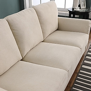 GIA Furniture Home Series Mid-Century Modern 84.65'' Wide Fabric Chenille Couch 3-Seater Sofa with Solid Wood Frame and Brown Legs,Beige