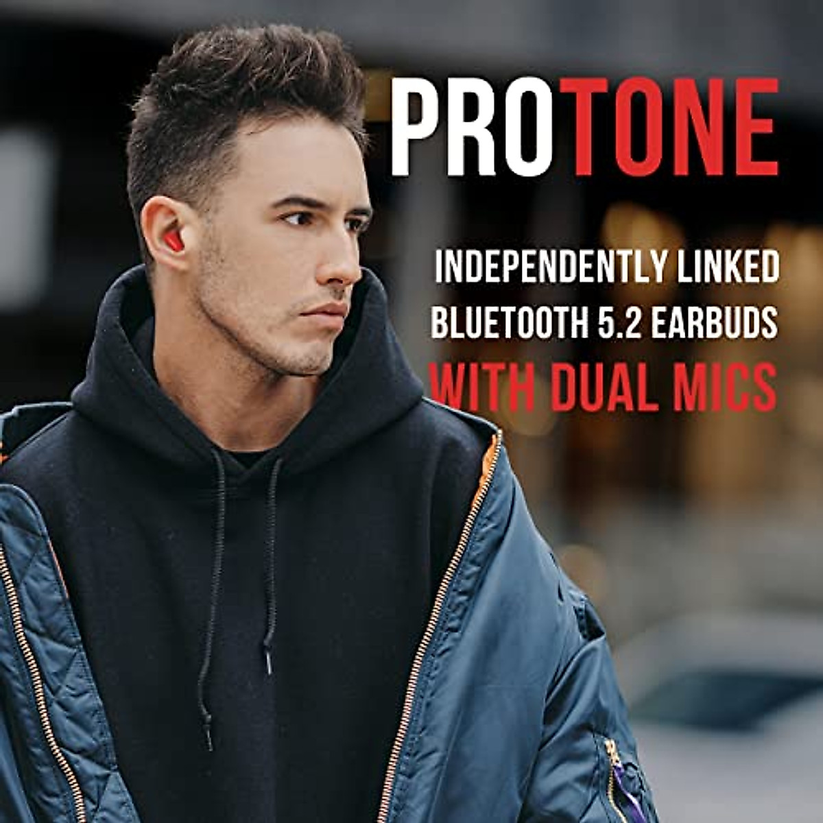 Zoof ProTone True Wireless Bluetooth 5.2 Earbuds, 24 Battery Life and Sweat and Water Resistant with Built-in Mic