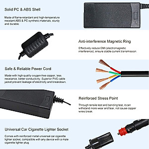 ICECO AC Adapter for Dual Use at Home & Car, AC to DC Converter Connecting Cigarette Cord, 80W Universal Portable Refrigerator Power Cord for Portable Refrigerator Fridge Freezer