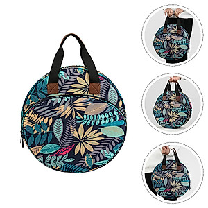 EXCEART Toiletry Organizer Embroidery Bag Portable Carrying Bag for Embroidery Project and Cross Tools Kits Supplies Tote Bag for Crafters and Lovers Blue Leaf Pattern Clothes Storage Bags