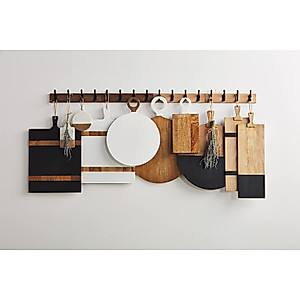 Mud Pie Large Round Wooden Serving Board, Black, 24" x 20"