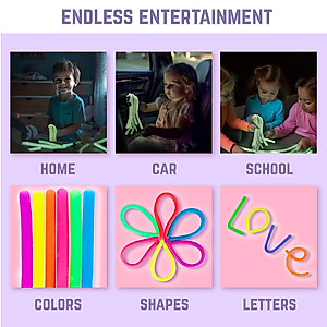 BUNMO Glow in The Dark Stretchy Strings 6pk | Calming Sensory Toy | Perfect Fidget Toy for Anxiety & Stress | Addictive & Fun | Party Favors for Kids | Stimulating & Soothing Fidget Toy