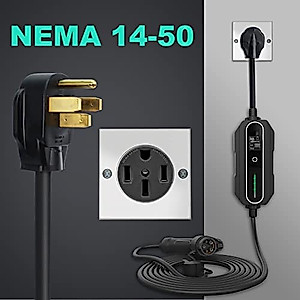 MAX GREEN Speeder Level 2 EV Charger, Adjustable Current (10A/16A/20A/24A/32A) Portable EVSE, 240V 25ft NEMA 14-50 Electric Vehicle Charging Station