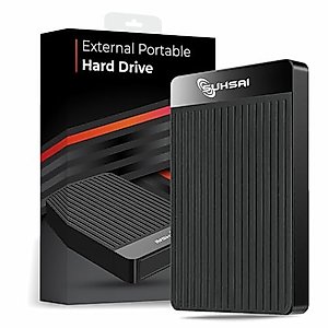 SUHSAI External Hard Drive Type C 500GB USB 3.0 Ultra Slim HDD Storage & Backup Data Hard Disk Compatible with Laptop Computer, Desktop, MAC, Gaming Console, Xbox Console (Black)
