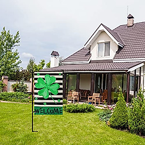 St Patricks Day Garden Flag, St Patricks Day Flag Double Sided Lucky Clover Garden Flag Shamrock St Patricks Day Yard Flag, Holiday Yard Outdoor Flag 12×18 Inch