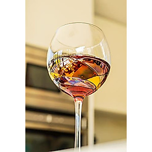 Antoni Barcelona Wine Glass Large Stem 21oz - EXCLUSIVE BOX - Handblown & Handmade, Handpainted Glasses Drinkware Essentials Wine Glassware Unique Gifts Ideas Women Men Birthday Wedding (Red, Set 2)