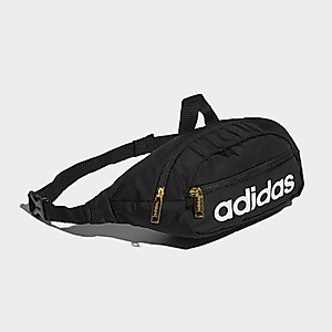 adidas Core Waist Pack Fanny Bag, Black/White/Gold Metallic, One Size