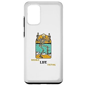 Galaxy S20+ Funny Double Fisting Life with Skeleton Alcohol Summer Fun Case