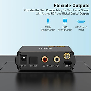 1Mii DS220 Hi-Res Bluetooth Receiver for Home Stereo w/LDAC, HiFi Bluetooth 5.1 Audio Adapter w/Audiophile DAC aptX HD, Bluetooth Receiver for AV Receiver/Amplifier, OLED Display EQ Mode