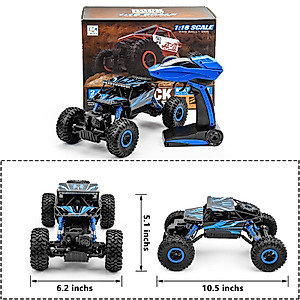 Cheerwing 1:18 Rock Crawler 2.4Ghz Remote Control Car 4WD Off Road RC Monster Truck 2 Battery (Blue)