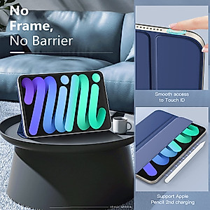 TiMOVO Case for iPad Mini 7 2024 (A17 Pro) / iPad Mini 6 2021, iPad Mini 7th/6th Generation Case 8.3 inch, Strong Magnetic Smart Folio Trifold Stand Cover, Support Apple Pencil Pro- Navy Blue