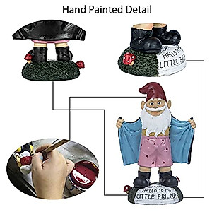 Jy.Cozy Funny Garden Gnome Statues - Resin Handmade Gnome Figurines, Indoor Outdoor Naughty Gnome Decorations for Home Patio Yard Lawn Porch, Ornament Gift