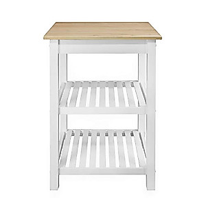 Casual Home Sunrise (Small) with Solid Harvest Hardwood Top Kitchen Island, 22.75"W, Natural&White