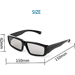 Passive 3D Glasses Polarized Lenses for Passive 3D TVs RealD Cinema Projectors Sony Sharp Samsung LG Philips, Note: Not Compatible with 3D Active Shutter TV Models - 4 Pairs