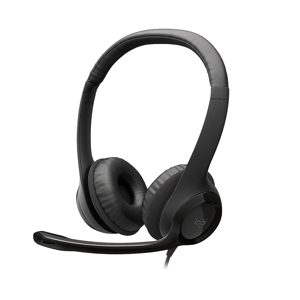 Logitech H390 Wired Headset, Stereo Headphones with Noise-Cancelling Microphone, USB, In-Line Controls, PC/Mac/Laptop - Black