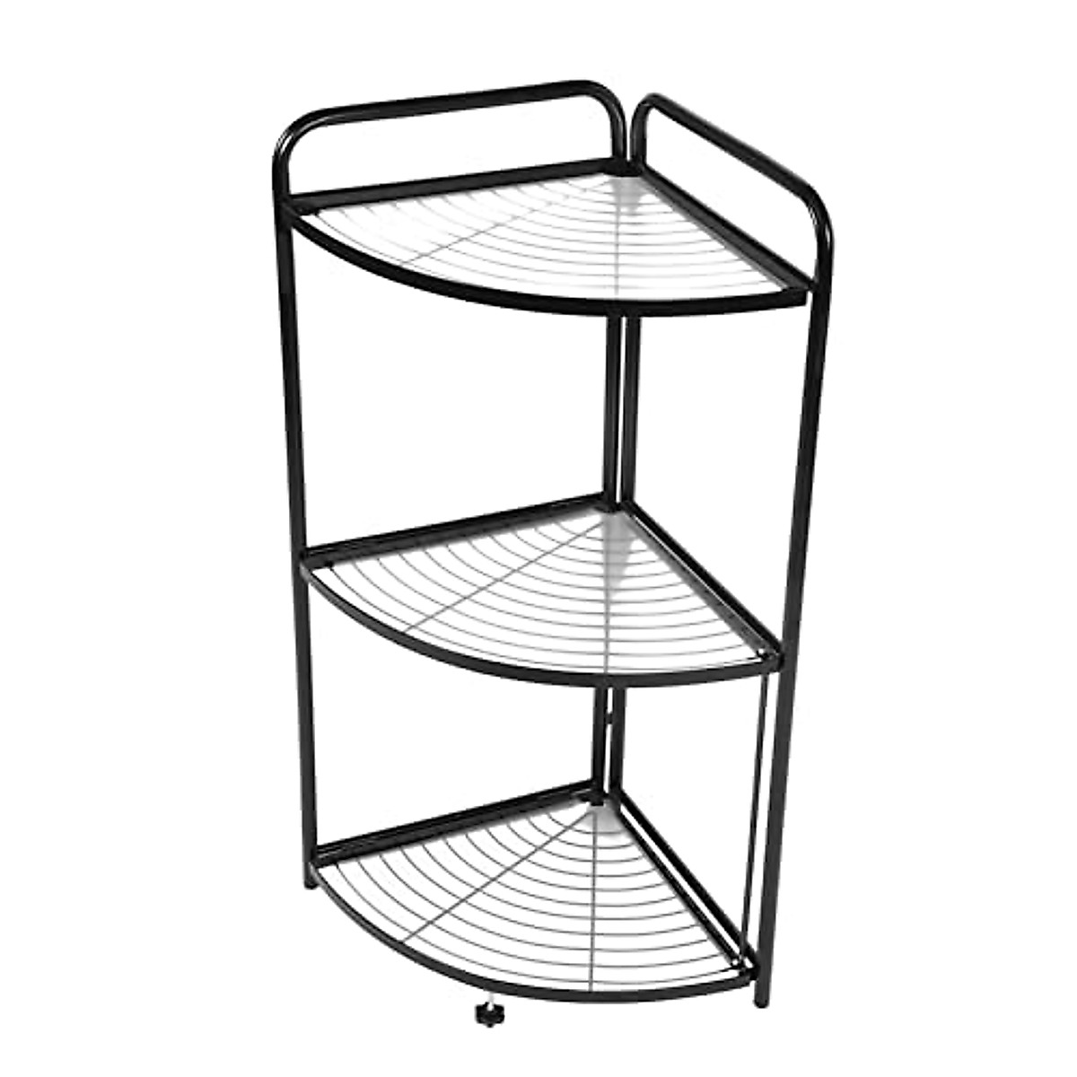 Cabilock 1pc Sturdy Home Storage Organizing Kitchen Three-layer Foldable Office for Corner Holder Cabinet Practical Layer Seasoning Steel Shelves Household Rack Organizer Shelf Pot Tier