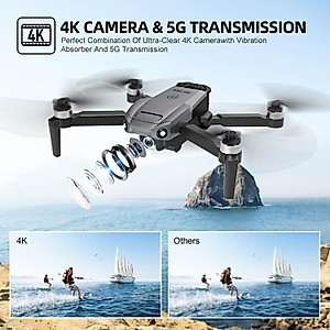 LMRC LM12 Drones with Camera for Adults 4k, GPS Auto Return, 40 Mins Flight, 5G Live Transmission, Foldable FPV Drones with Brushless Motor, Beginner Mode, Follow Me, Circle Fly, Waypoint, 2 Batteries