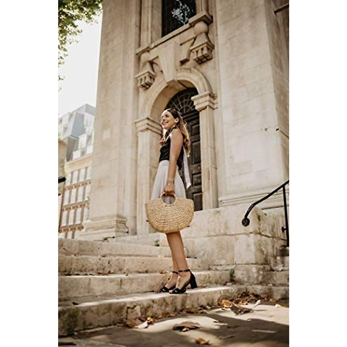 Women Summer Beach Bag, Straw Handbag Top Handle Big Capacity Travel Tote Purse Hand Woven Straw Large Hobo Bag (Brown)