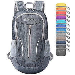 ZOMAKE 25L Ultra Lightweight Packable Backpack - Foldable Hiking Backpacks Water Resistant Small Folding Daypack for Travel(Black)