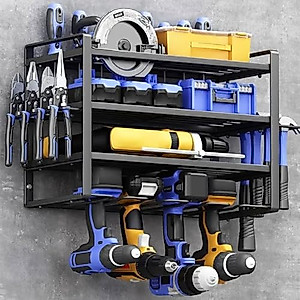 Power Tool Organizer, Large Power Tool Organizer Wall Mount, 4 Layers Garage Tool Organizers, Wall Mounted Power Tool Holder for Home, Garage, Warehouse, Workshop