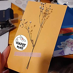 Happy Mail Stickers - 1.5 Inch 500 Round Happy Mail Labels for Small Shops Online Retailers Business and Packaging Envelope Sealing Stickers by AOODOOM