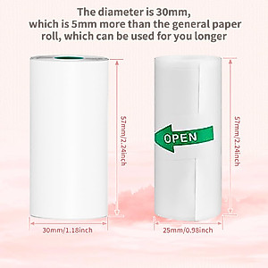 Greateam 57x30mm Thermal Sticker Paper Rolls Mini Printer Stickers for Study Notes Pictures and DIY, 6 Rolls Mini Inkless Thermal Printer Sticker Paper, Black on White