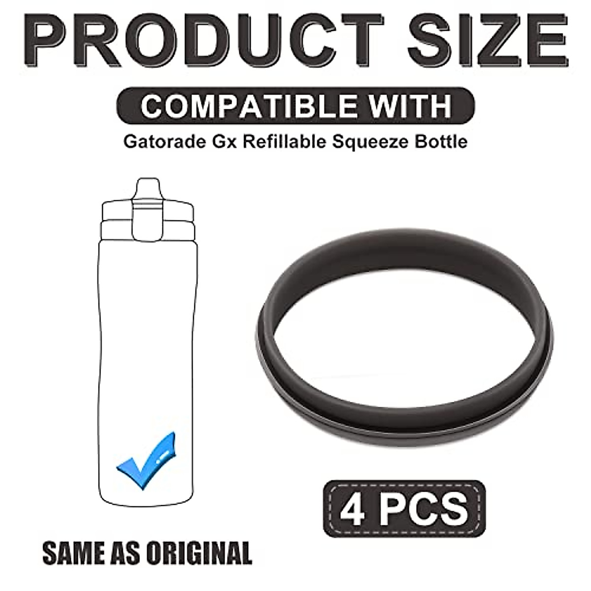 4pcs Replacement Gasket for Water Bottle, Silicone Lid Seal for Gatorade Water Bottle Replacement Gasket Compatible with 30oz Gatorade Gx