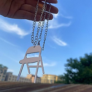 xuzhiyuan Colorful Acrylic Folding Chair Pendant Necklace for Women Resin Neon Chair Chain Necklace Funny Accessory Jewelry-White