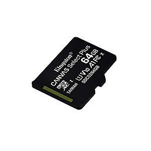 Kingston 64GB microSDHC Canvas Select Plus 100MB/s Read A1 Class 10 UHS-I 2-Pack Memory Card + Adapter (SDCS2/64GB-2P1A)