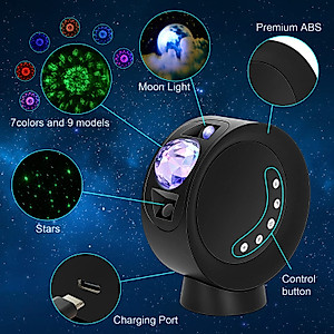 LooEooDoo LED Star Projector Light, Galaxy Lighting, Moon Nebula Night Lamp with Base, Remote Control and Battery Operated for Gaming Room, Home Theater, Bedroom, or Mood Ambiance (Black)