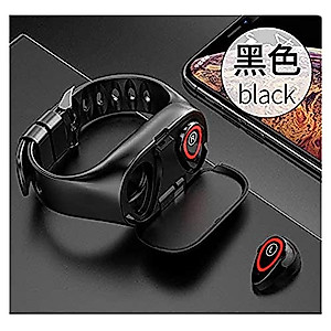 M1 2 in 1 Smart Bracelet Wireless Bluetooth Headset Combo Running Music Wristband Earphone Heart Rate Blood Pressure Fitness Tracker (Black)