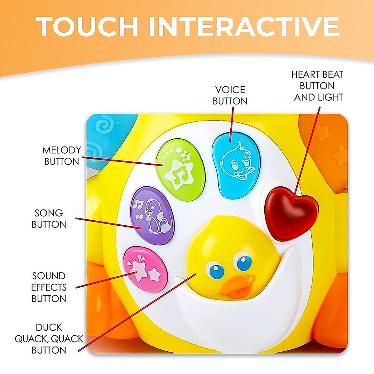 TOYTHRILL Baby Musical Duck Toy, Dancing Walking Yellow Duck - Interactive Action Learning Educational Flapping Light up Dancing Duck with Music