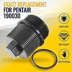 TonGass Drain Plug Cap Assembly Replaces 190030 Fits for Pool and Spa Filter for Pentair - Compatible with Clean & Clear Plus, FNS Plus, and Quad D.E. Filters - Pentair Drain Cap with O-Ring