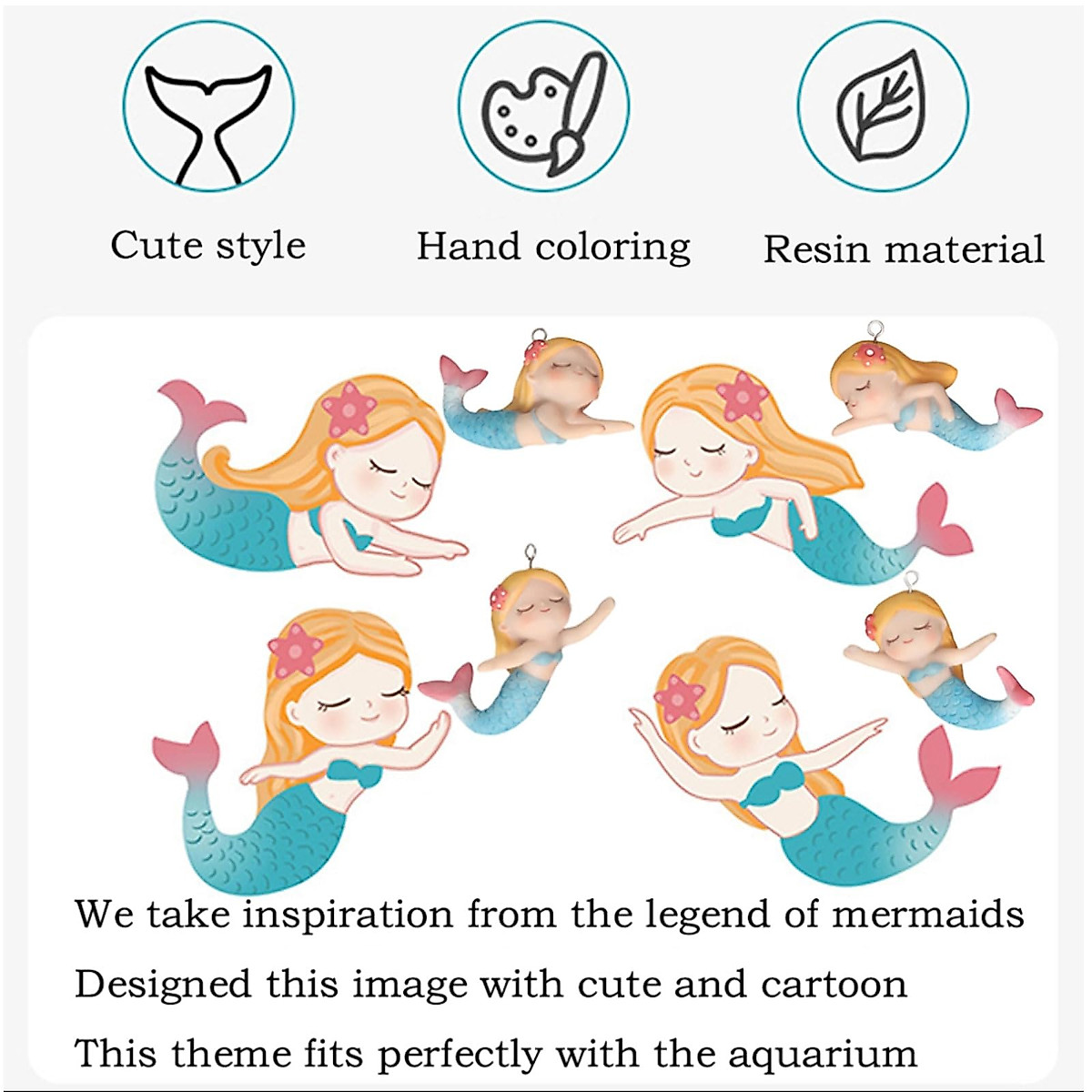 PAPIEEED Floating Mermaid Fish Tank Decor, Cartoon Aquarium Decorations for Aquatic Pets to Play Resin Aquarium Ornaments Suitable for All Kinds of Fish Tank