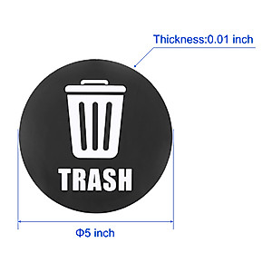 M METERXITY 6 Pack Recycle Sticker - Home Trash Can Labels, Strong Adhesion & Smooth Surface, Apply to Kitchen/Garden Trash Bin (5 Inch, White on Black)
