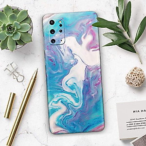 DesignSkinz Marbleized Blue Paradise V45 Protective Vinyl Decal Wrap Skin Cover Compatible with The Samsung Galaxy S20 (Screen Trim & Back Glass Skin)