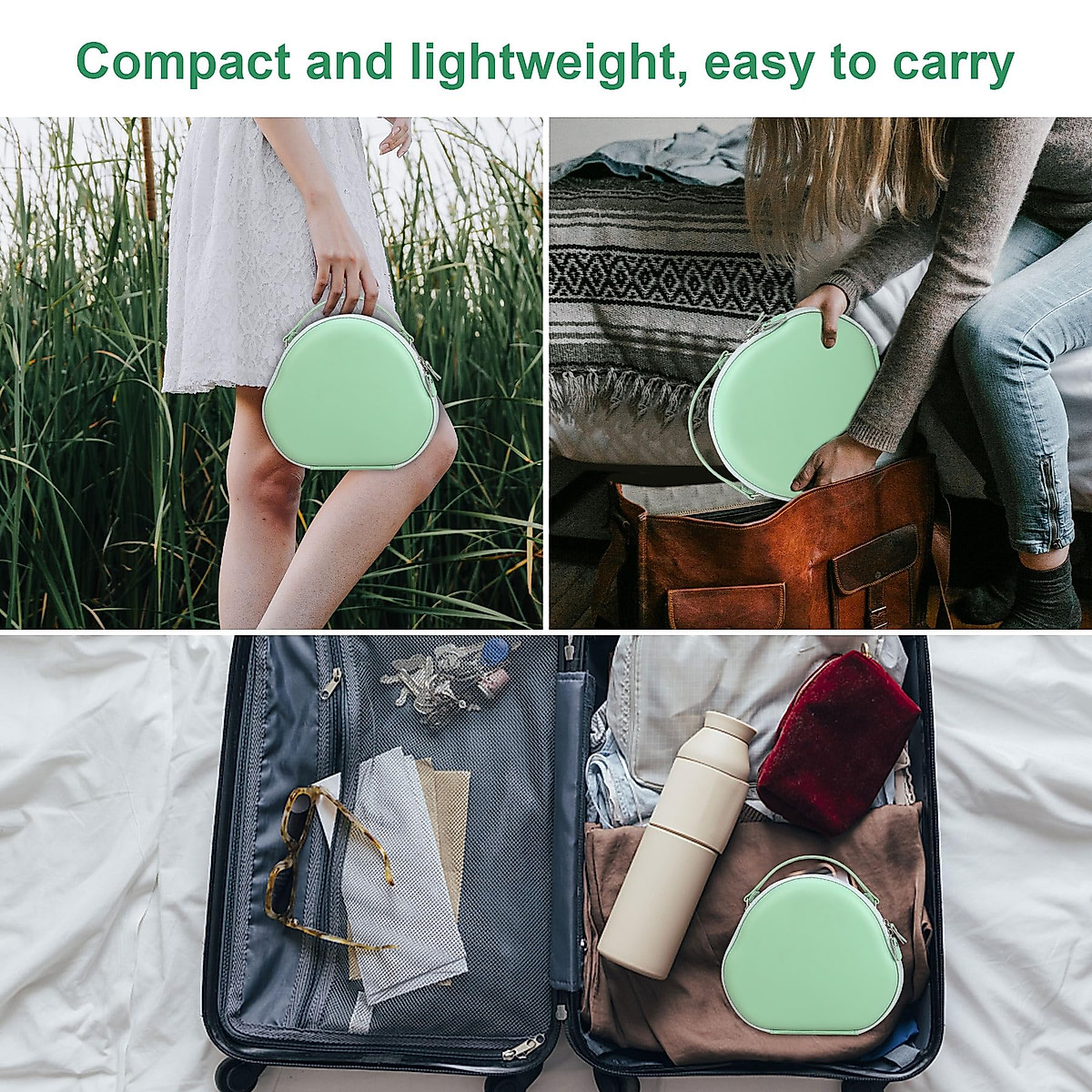 Canboc Airpods Max Case for Apple AirPods Max Headphone, Hard Carrying Smart Headphones Case, Extra Space fits Cable, Charger, Green (PU)