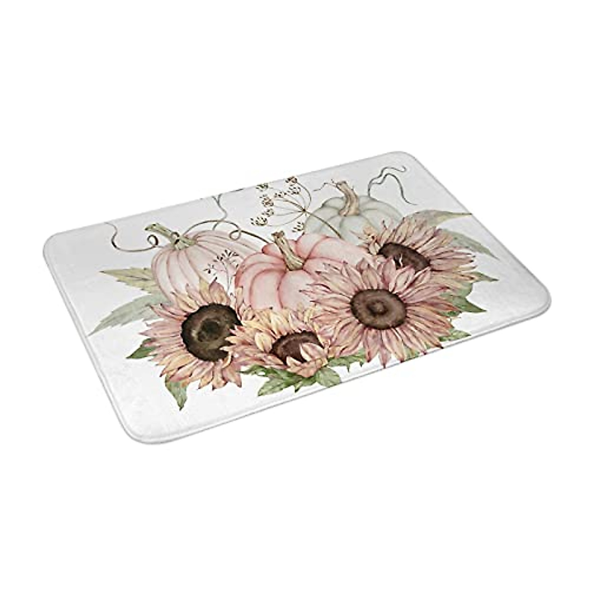 DADABULIU Bath Mat for Bathroom Pumpkin Pink Sunflower Farmhouse Rugs Shower Mats Memory Foam Rug Non Slip Tub Floor Small Soft Thick Light Absorbent Washable for Home Hotel Decor 15.7 X 23.6 Inch